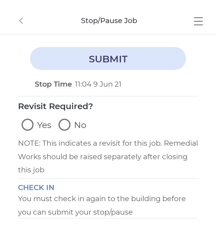 Start / Stop Job